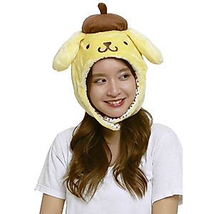 Sanrio Pompompurin (Pom Pom Purin) Fluffy Beanie Cap Soft Warm Winter Head wear Yellow