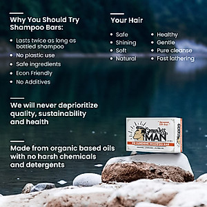 Grown Ass Man Co. - Solid Shampoo Bar Rich Lather 3 in 1: Hair, Beard & Body Wash - Plastic Free & Eco-Friendly, Natural & Organic Clean for All Hair Types, 4oz Bar (Mister Sunshine, 3-Pack)