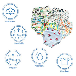 Potty Training Underwear for Boys and Girls,Plastic Waterproof Pants for Baby at Night-6 Pack