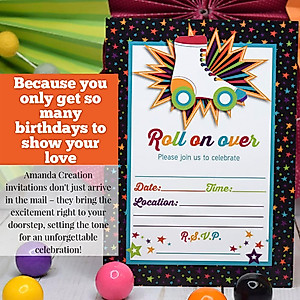 Roller Skating Birthday Party Invitations, 20 5x7 Fill In Cards with Twenty White Envelopes by AmandaCreation