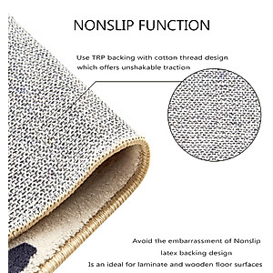 RoomTalks Cute Funky Bedroom Rugs Aesthetic Decor, 4x6 Washable Area Rug Non Slip Sage Green Boho Floral Botanical Rug Modern Abstract Throw Rug Accent Carpet for Living Room Kitchen Entryway Dorm