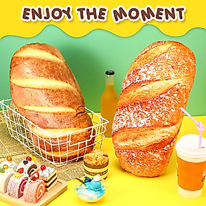 Yookeer 2 Pieces Jumbo 3D Simulation Bread Shape Pillow 16 Inch Butter Soft Lumbar Back Cushion Giant Bread Pillow Loaf Cute Food Plush Pillow Stuffed Food Pillows for Home Decor Office Decoration
