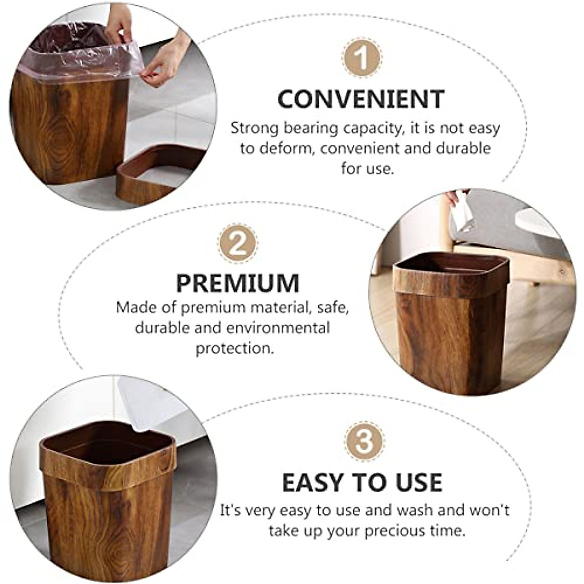 STOBAZA 1pc Dorm Bedroom for Bin Practical Counter Bathrooms Rooms Marble Home Farmhouse Pail Rubbish Siimulation Can: Basket Fashion Grain Modern Pattern Wastebasket, Xcm