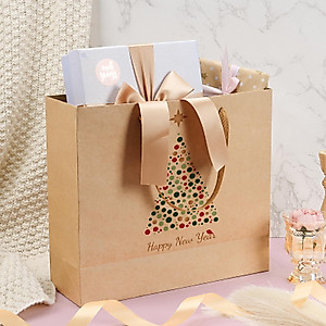 Moretoes 15pcs Gift Bags with Handles Large Gift Bags with Tissue Paper, 12.5"x 4.5"x 11" Heavy Duty Wrap Bags for Shopping, Small Business, Bridal Party, Wedding and Holiday