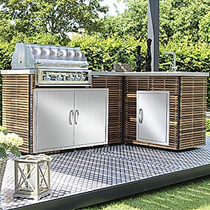 Bonnlo Vertical BBQ Access Door Grill Door Outdoor Kitchen Access Doors for Grills Cabinet Outdoor Grilling Station BBQ Area, Single Wall, 14''W x 20''H