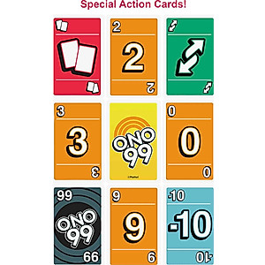 Mattel Games ONO 99 Card Game from The Makers of UNO for Kids, Adults & Families, Add Numbers & Don't Go Over 99