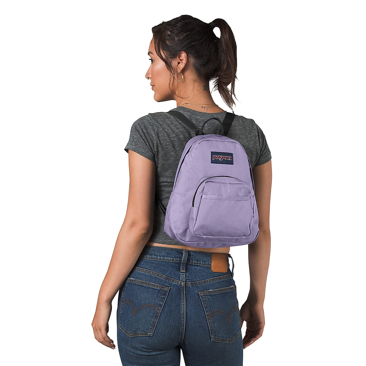 JanSport Half Pint Mini Backpack - Ideal Day Bag for Travel, Pastel Lilac