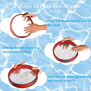 ZOOFOX 3 Pieces Wave Bead Ocean Drum, Gentle Sea Sound Musical Instrument Percussion for Home School Supplies, Educational Sea Sound Drum Tool