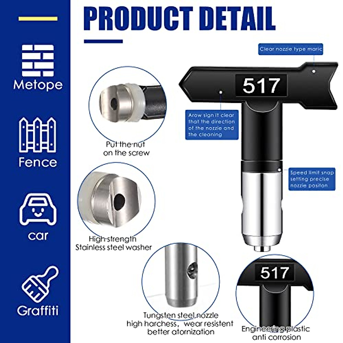 2 Sets 3600PSI Airless Paint Spray Gun High Pressure Airless Paint Sprayer Gun with 517 Tip Swivel Joint for Pump Sprayer Parts Accessories