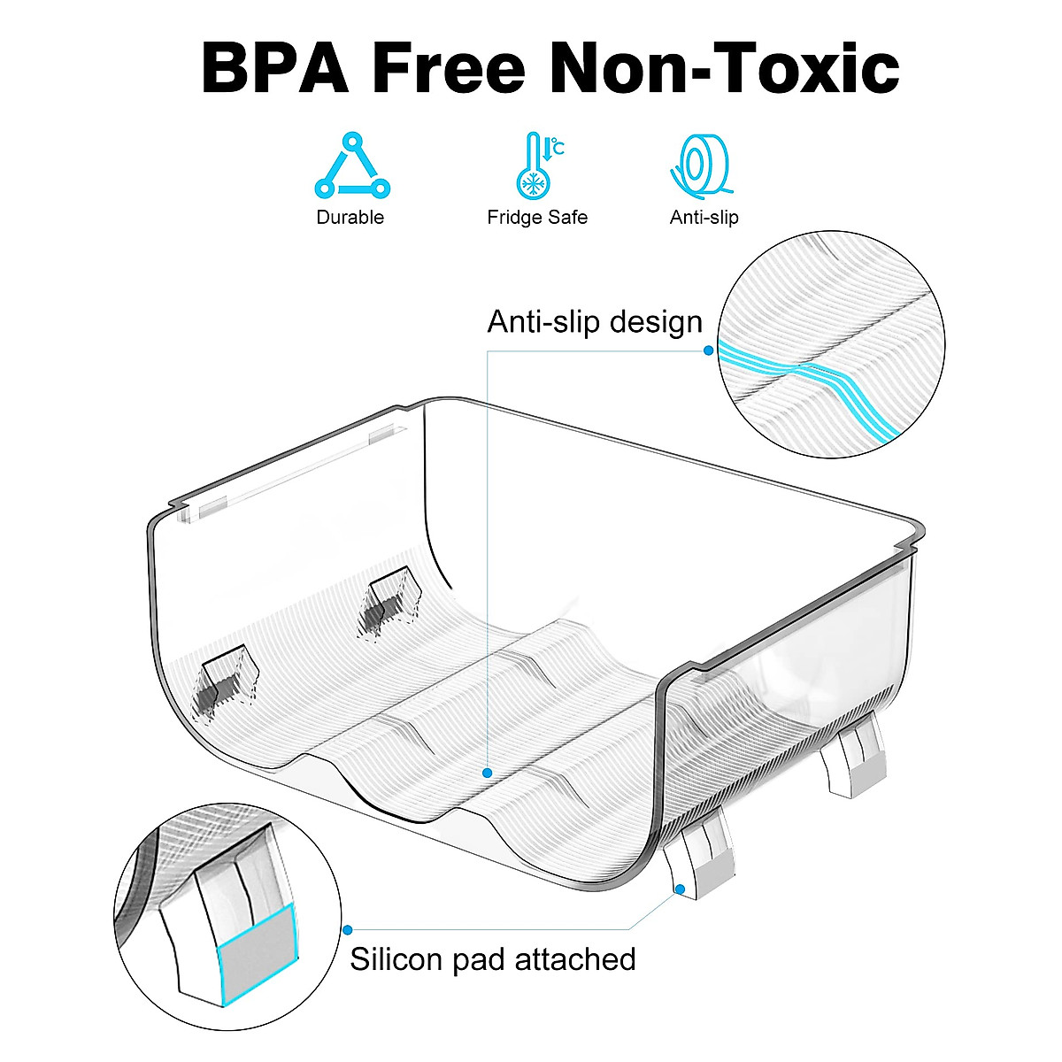 Hyperzoo Water Bottle Organizer, Water Bottle Holder, Plastic Stackable Water Bottle Storage Rack for Kitchen Cabinets/Countertop/Refrigerator/Pantry Storage/Home Organization and Storage, Clear-4pack