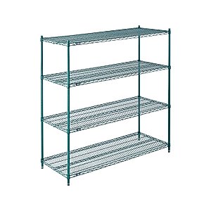 Nexel Poly-Green Adjustable Wire Shelving Unit, 4 Tier, Heavy Duty Commerical Storage Organizer Wire Rack, 24" x 60" x 63", Green