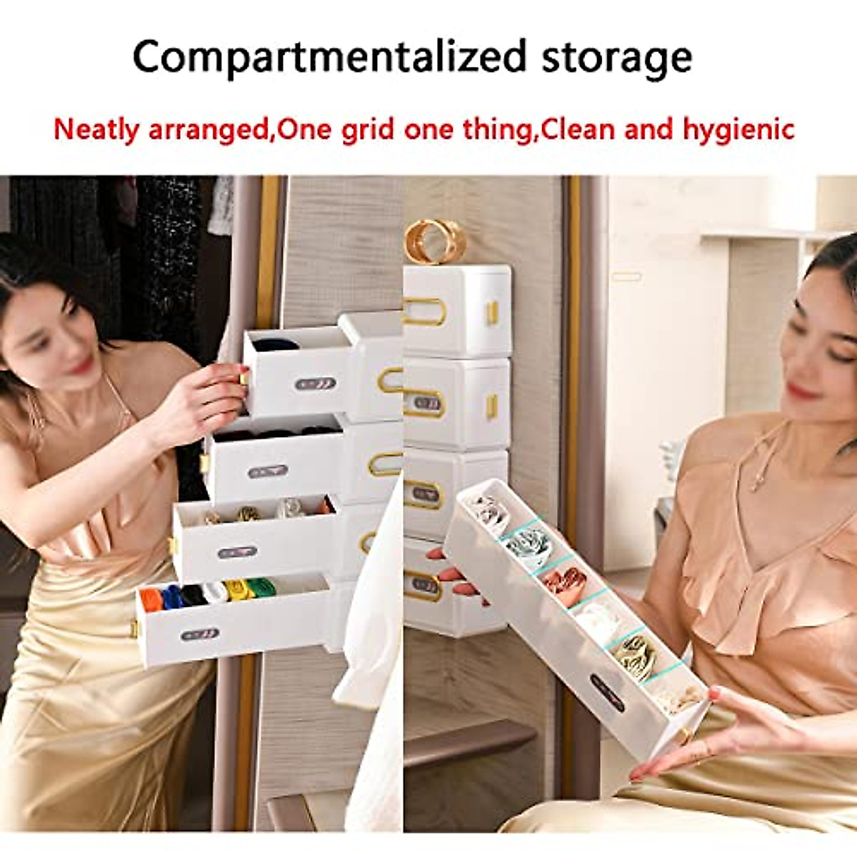 ACGrade Underwear Organizer,Wardrobe Wall Mounted Sock and Underwear Organizer,Closet Organizers,Underwear Organizer for Women(4pcs),38*8*12cm