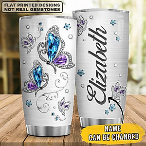 Wassmin Personalized Butterfly Stainless Steel Vacuum Insulated Tumbler With Lid - Custom Name 20 Oz 30 Oz Double Walled Insulated Coffee Cup for Gym Fitness Travel Office Use (Color 1)