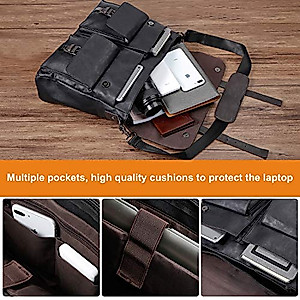 Leather Messenger Bag for Men, 15.6 Inch Vintage Laptop Bag Briefcase Satchel