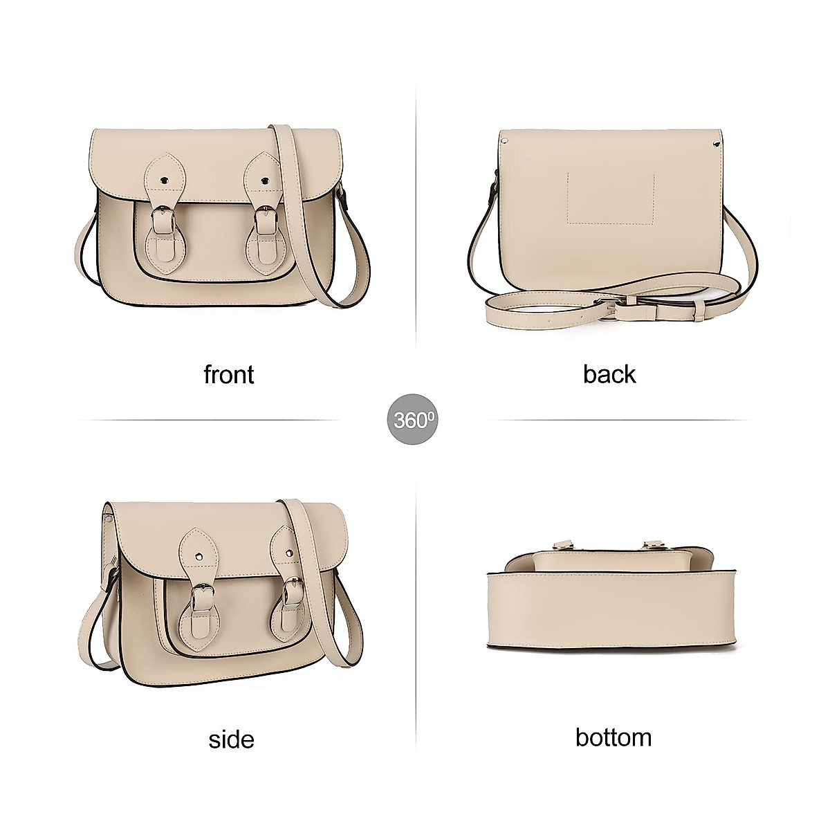 Gladdon Small Messenger Bag for Women Vegan Leather Crossbody Bags Travel Satchel Shoulder Purses Beige