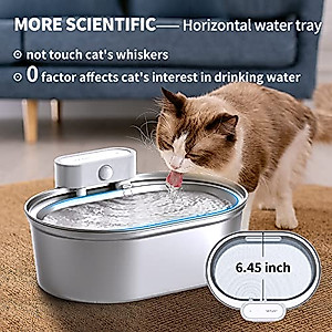 uahpet Cat Water Fountain Stainless Steel, 67oz/2L Wireless Pet Fountain, Battery Operated Dog Water Dispenser, Ultra Quiet for Cats, Dogs with 3pcs Filters