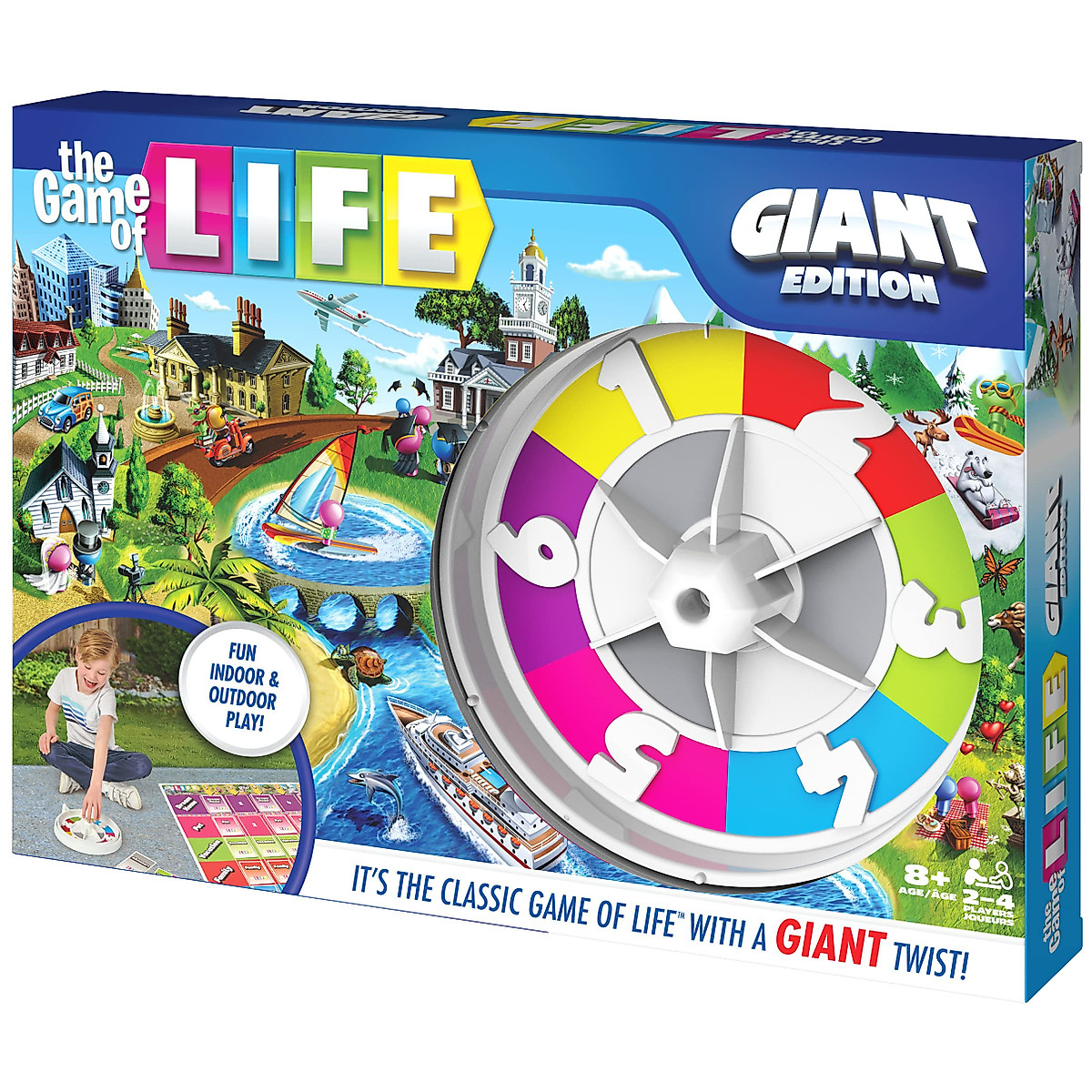 The Game of Life, Giant Edition Family Board Game Indoor/Outdoor Fun Game with Big Oversized Gameboard Cards Spinner, for Adults and Kids Ages 8 and up