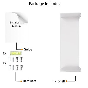 Wallniture Bali Sturdy Metal U Shape Bookshelf - Wall Mountable CD DVD Storage Multi-Purpose Display Rack in White