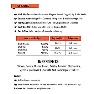 LuvChew Chicken Wrapped Dog Bone Treat Sticks with Glucosamine & Turmeric, Easy to Digest, Non-Rawhide Soft Chicken Cheese Dog Chew Treats 15pcs/Pack