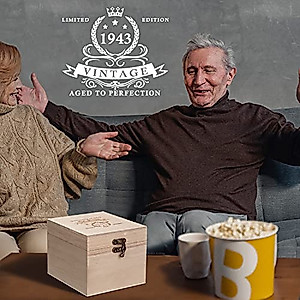 LIGHTEN LIFE 80th Birthday Gifts for Men 12 oz,1943 Whiskey Glass in Valued Wooden Box,Whiskey Bourbon Glass for 80 Years Old Dad,Husband,Friend,80th Birthday Decorations for Men