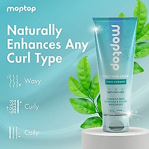 MopTop Curly Hair Bundle: Moisturizing Leave-In Conditioner with Mongongo Oil, Defining Lightweight Curl Gel for Wavy and Curly Hair Routine, Women's Haircare