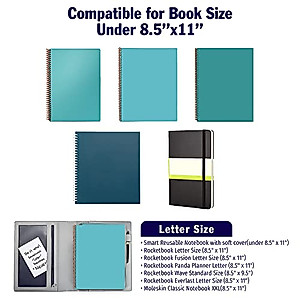 OOKU A4 Travelers Notebook Cover Compatible with Rocketbook Fusion Letter Size, Smart Reusable Notebook, Panda Planner, Wave, Everlast | 8.5 x 11 Journal Cover with Pen Loop, Business Card Organizer