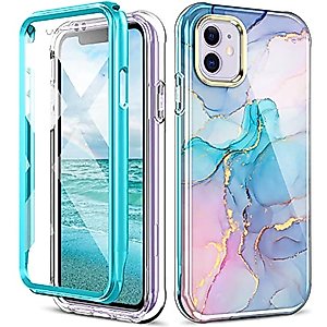 DT Series Case for iPhone 11 Case Built with Screen Protector, Lightweight and Stylish Full Body Shockproof Protective Rugged TPU Case for Apple iPhone 11 6.1inch（Marble）