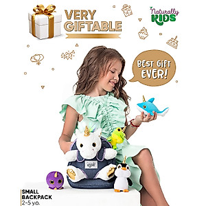 Naturally KIDS Unicorn Stuffed Animal Backpack, Unicorn Toys for Girls, Toddler Girls Backpack