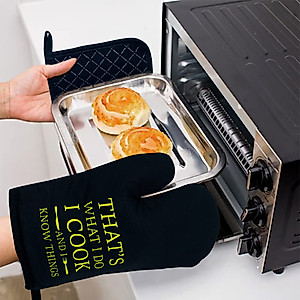 That's What I Do I Cook and I Know Things,Oven Mitts and Pot Holders Sets of 2，Funny Oven Mitt，Great Birthday Gifts for Dad Boyfriend,Gift for Chef, Lovers, Mom