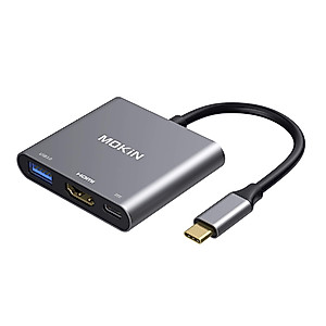 USB C to HDMI Multiport Adapter, Type-C Hub Thunderbolt 3 to HDMI 4K Output USB 3.0 Port and USB-C Charging Port, Digital AV Adapter for MacBook Pro/air, Galaxy S8/S9