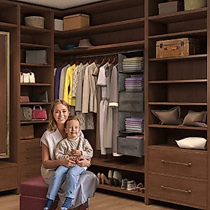 PUiKUS Closet Hanging Shelves - Clothes Organizer and Storage for Sweater Jeans Shirt - Dorm Wardrobe Nursery Rv Room - Kids Closet Hanging Accessories | 5-Shelf Drawers Hanger