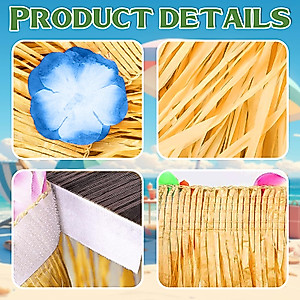 Luau Party Decorations, Grass Table Skirt for Tropical Hawaiian Party Decorations, Flower Hawaiian Luau Party Favors & Aloha Summer Beach Themed Party Decorations Suppplies (2PCS Straw Yellow)