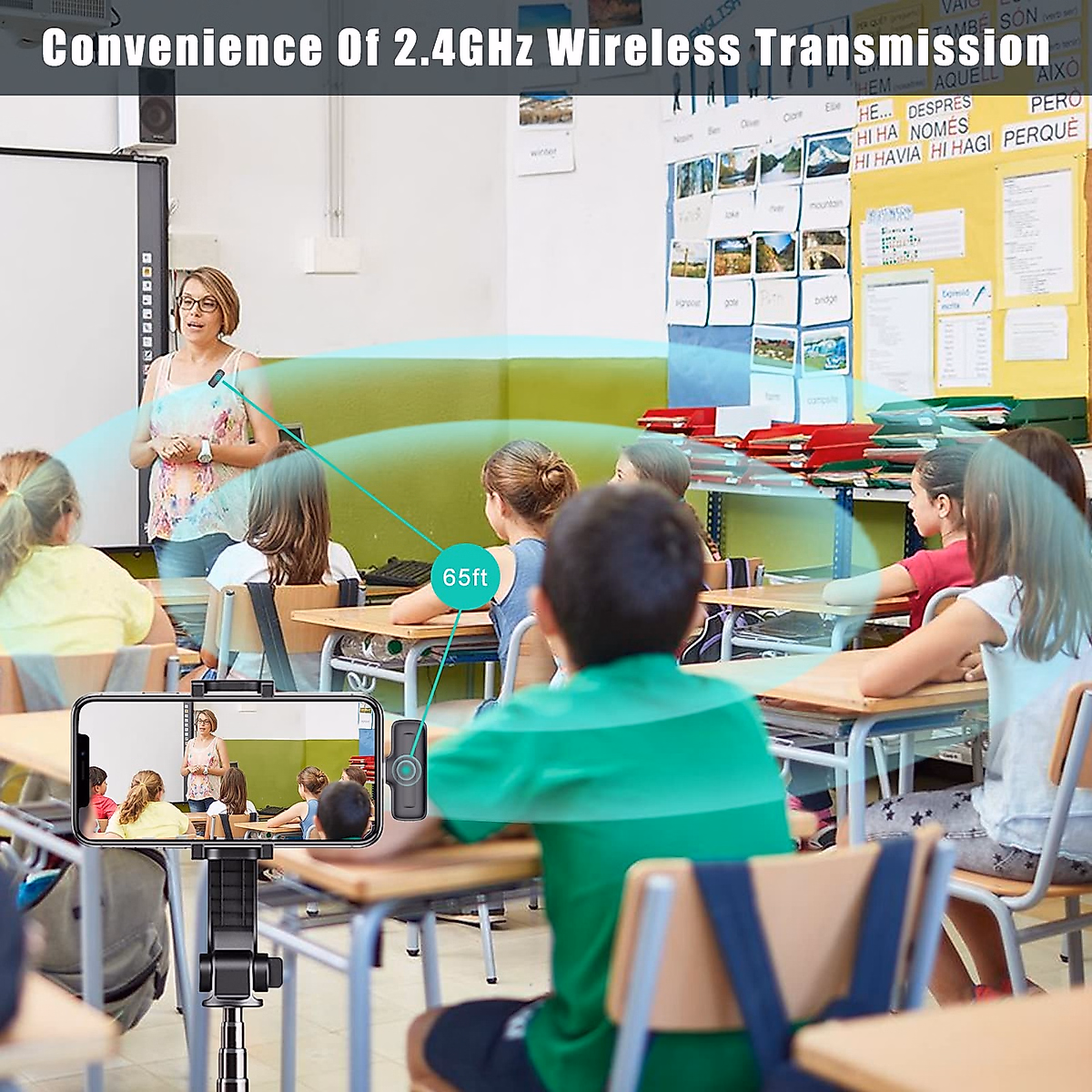 AlwQuali Professional Wireless Lavalier Lapel Microphone with Case for Android Phone Tablet - Cordless Omnidirectional Condenser Recording Mic for Podcast Vlog, Compatible iPhone iPad