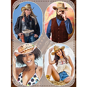 Zeyune 10 Pcs Cowboy Hat Bands Ethnic Western Hat Belts Rural Cowgirl Turquoise Hatbands Beaded Cowboy Hat (Novelty Style)