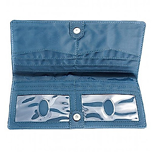 Big Skinny Women's Leather Executive Bi-Fold Checkbook Slim Wallet, Holds Up to 40 Cards,Lightweight, Slim, Ocean Blue