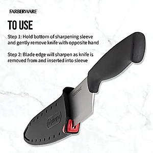 Farberware Edgekeeper 6-Inch Chef Knife with Self-Sharpening Blade Cover, High Carbon-Stainless Steel Kitchen Knife with Ergonomic Handle, Razor-Sharp Knife, Black