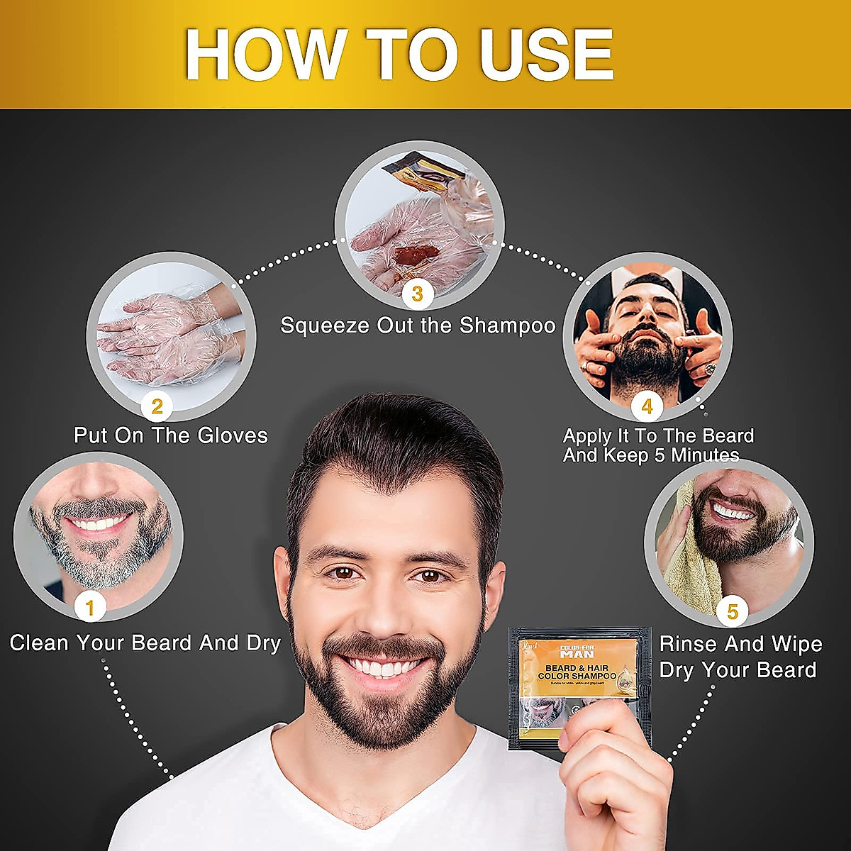 Men Beard Dye Black Coloring The Grey Hair Dyeing Shampoo & Beard Pen