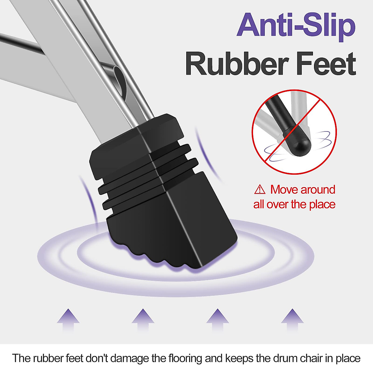 OUKMIC Drum Throne, Comfortable Adjustable Height Padded Drummer Stool, Tripod Non-Slip Foot Chair, Portable Folding Music Seat for Adults Kids, 5A Drumsticks Included