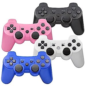 Zeion PS3 Controller Wireless, Gaming Remote Joystick for Play 3 with Charger Cable Cord (Black, Pink, White, Blue)