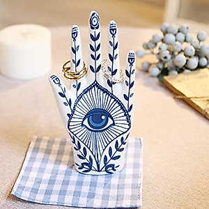 LZBALUYO Hamsa Ring Holder for Room Decor, Hamsa Hand Jewelry Display Holder Ring Stand Ring Organizer, Evil Eye Preppy Room Decor Aesthetic, Hamsa Gifts for Women Bathroom Bedroom Boho Home Decor