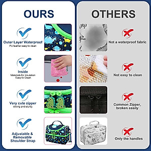 RHCPFOVR Kids Lunch Bag - Double - Decker Cooler Insulated Lunch Box for Boys Girls,Washable Lunch Bag with Strap and Reusable Toddler Lunchbox for School and Daycare