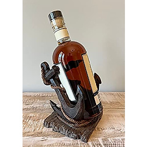 Rustic Rope Wrapped Boat Anchor Wine Bottle Display Holder / Rack - Nautical Ocean Beach Coastal Decor