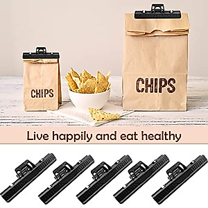DRCUROTS 5 Pack Large Chip Clips,Chip Clips Bag Clips Food Clips,Bag Clips for Food,Bag Sealing Clips,Snack Bag Clips Durable Sturdy Plastic Clips for Food Storage.(Black)