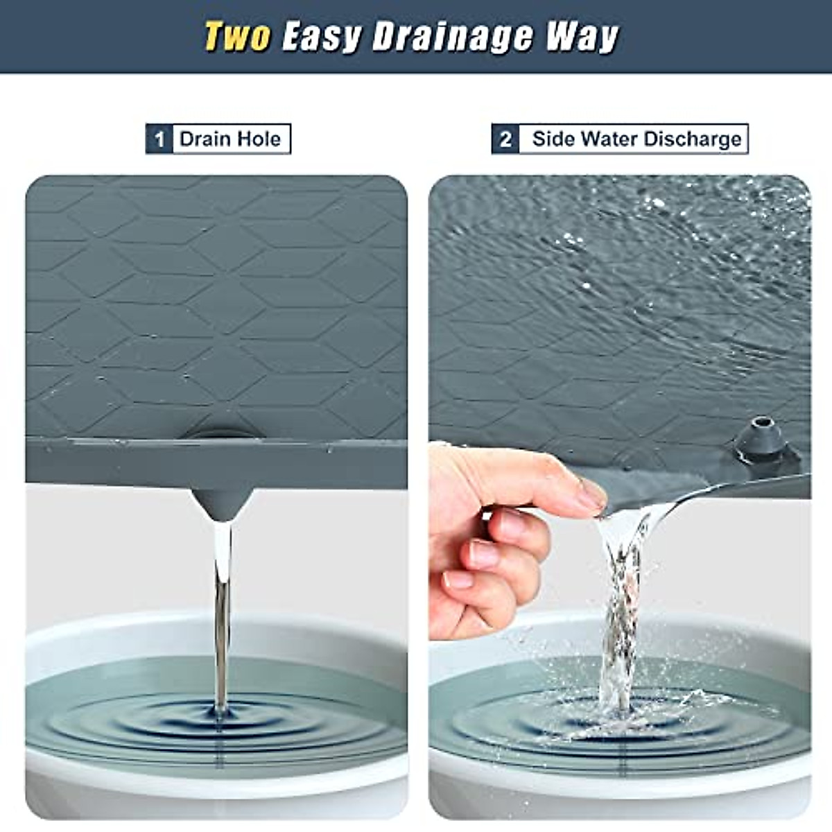 JOHAMOO Under Sink Mat Waterproof, 34" x 22" Silicone Kitchen Cabinet Liner, Bathroom Basin Cabinet Protector Drip Tray Gray