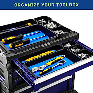 Vexercisehoop Tool Box Organizer, Tool Drawer Organizer Tray Divider, Toolbox Organization, Garage Tool Organizers and Storage, Tool Box Accessories for Rolling Tool Chest Cabinet (Blue (47PCS))
