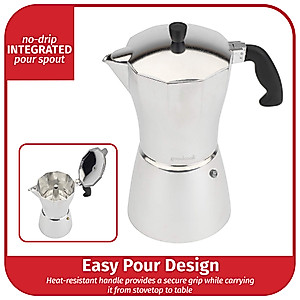 GoodCook Koffe 12-Cup Aluminum Stovetop Moka Pot Espresso Maker, Silver