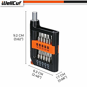 WELLCUT 21-Piece Precision Multi-Purpose Screwdriver Set Bit Set with Rotatable Pole and Anti-Slip Handle, Work Repair Tool for Household Appliances, Electronics, Crafts & DIY, WC-MPS21U