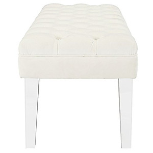 Modway Valet Tufted Button Performance Velvet Upholstered Bedroom Or Entryway Bench with Acrylic Legs in Ivory