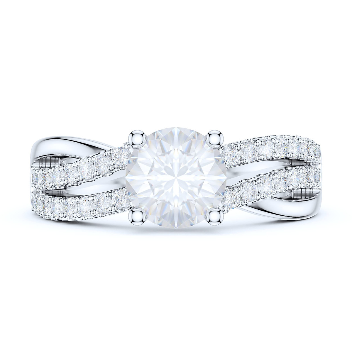 PRSTANI Sterling Silver Women's Crisscross Ring 1CT Simulated Round Brilliant Diamond Infinite Twisted Engagement Ring (4)