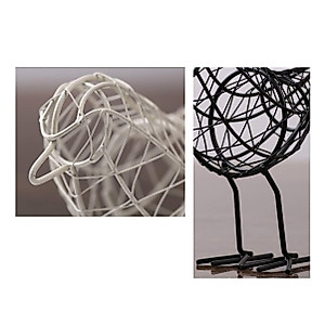 Yardwe Metal Iron Wire Bird Figurines Creative Animal Collectible Statue Sculpture Desktop Ornament for Home Office Garden Decoration (Black)